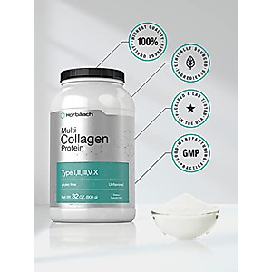 Multi Collagen Protein Powder 32 oz | Type I, II, III, V, X | Hydrolyzed Collagen Peptides | Keto & Paleo Friendly | Unflavored & Gluten Free | by Horbaach