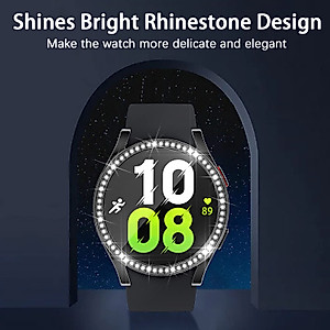 Wugongyan Screen Protector Case Compatible with Samsung Galaxy Watch 5 & Galaxy Watch 4 40mm 44mm Soft TPU Bling Diamond Case (7 Colors, 40mm)
