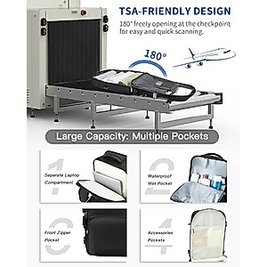 Telena Travel Backpack for Women Large Carry On Backpack Airline Approved Personal Item Backpack with USB Charging Port Waterproof Casual Bag, Black