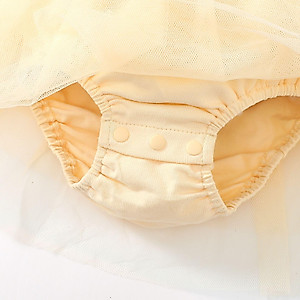 Magic Park Infant Tulle Dress Baby Girl Ruffle Sleeve Romper Dress Solid Color Tutu Skirt with Headband Holidays Clothes (Flesh Color, 6 Months)