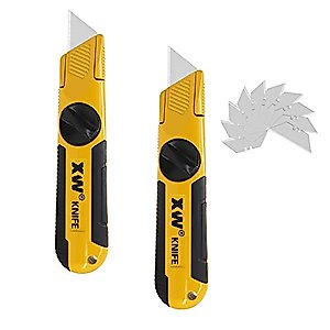 XW Fixed-Blade Utility Knife, Non-Retractable Heavy Duty Drywall Cutter, Extra 10 Blades Included,2-Pack