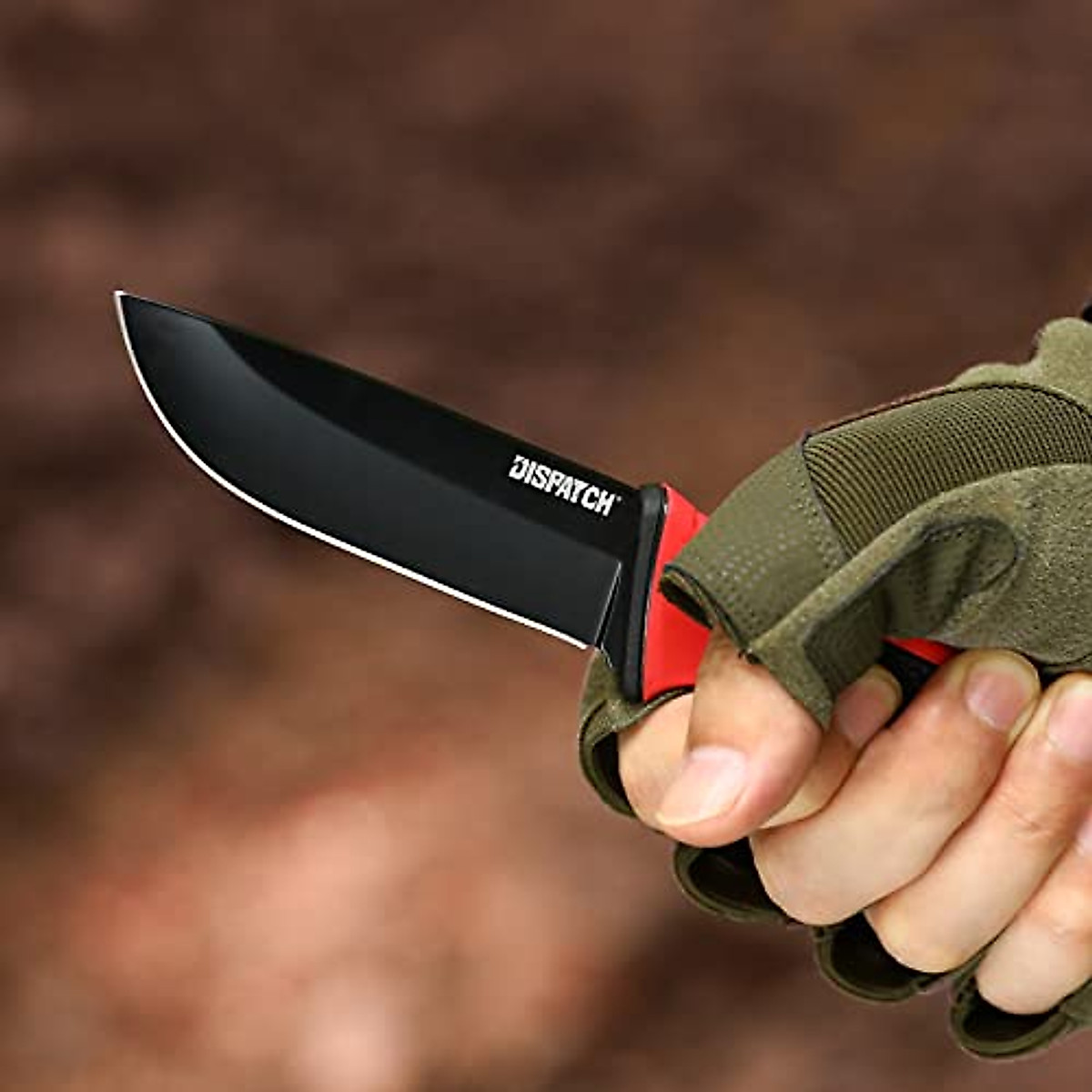 Dispatch Tactical Fixed Blade Outdoor Knife Bushcraft Survival Hunting Tool, Non-slip Stylish Handle, with Practical Sheath, for Camping, Hunting, Adventure, 8'' Closed