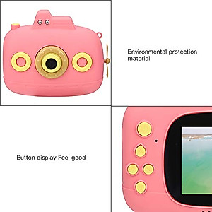 Jiawu Kids Camera, Video Camera Mini Front/Rear Dual Shot Digital 2.4inch Electronic Gift HD for Taking Photos for Recording Videos(Pink)