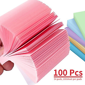 MyLifeUNIT Sticky Notes 3x3, Bulk Pack 54 Note Pads 5400 Sheets for Daily Reminder, Self-Stick Notes with 6 Assorted Colors