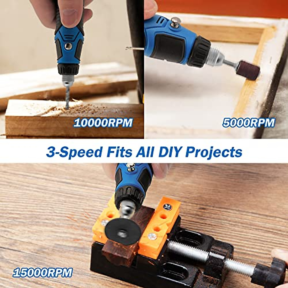 Cordless Rotary Tool, VCURXIDI 4V Mini Rotary Tool Kit with 72pcs Accessories, 3 Speed & USB Fast Charging, Portable Multi Purpose Power Tools for Small DIY, S&ing, Polishing, Engraving,5.9*0.98*1 in