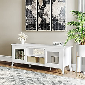 Lavish Home, White 55-inch TV Stand with Storage