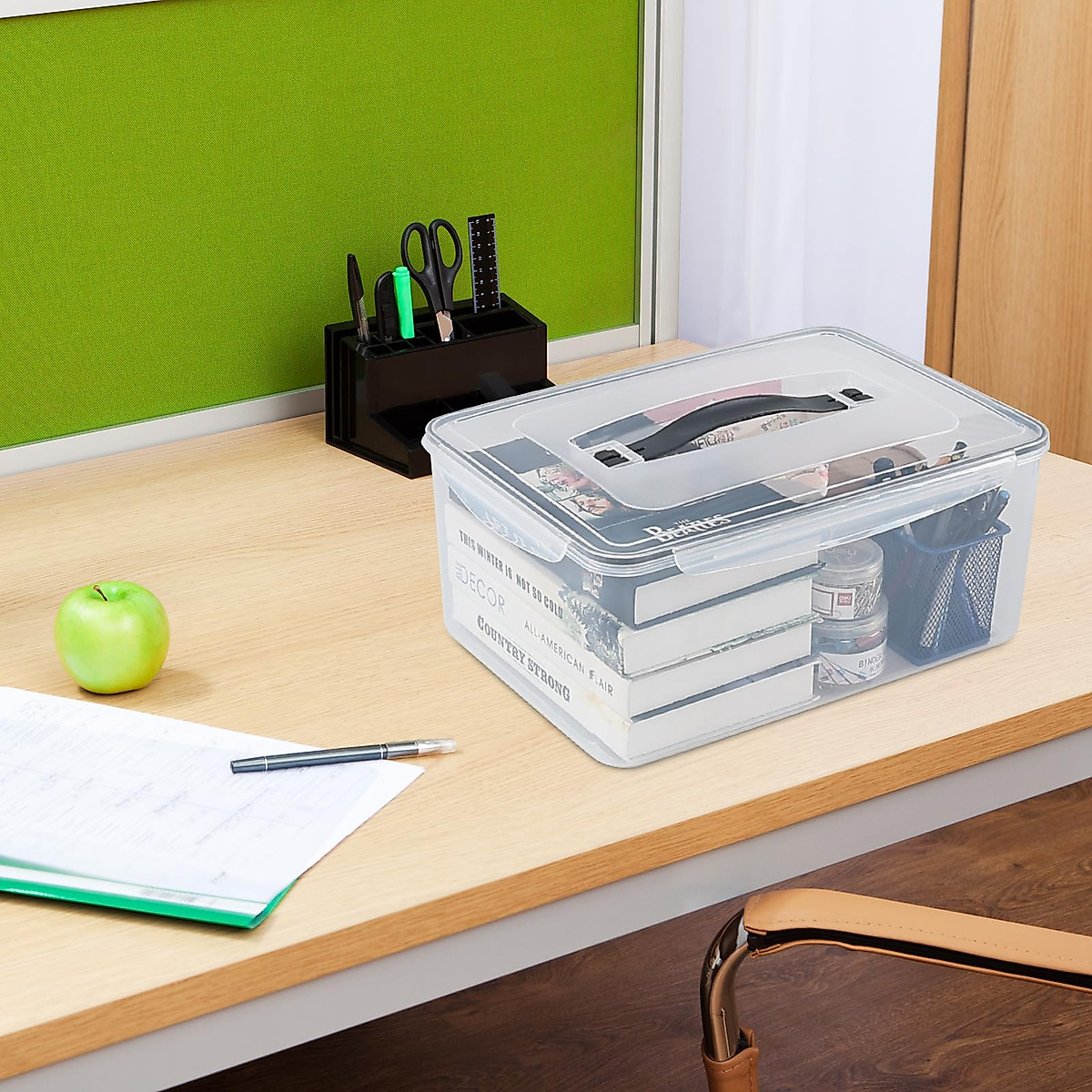 Jandson 4-Pack 14.5 L Plastic Seal Lid Food Storage Container, Clear Airtught Storage Box Bins with Handles