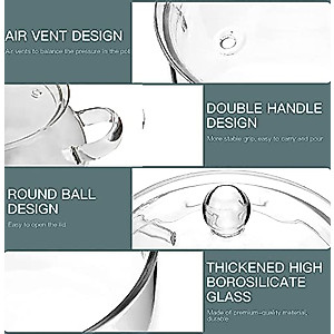 Kityemo 2.8L/95Oz Glass Pans Clear Glass Pots for Cooking with Lids Saucepan with Cover Simmer Pot Heat-Resistant Glass Stovetop Pot And Pan Stockpots for Noodles, Soup, Cereals, Fruits