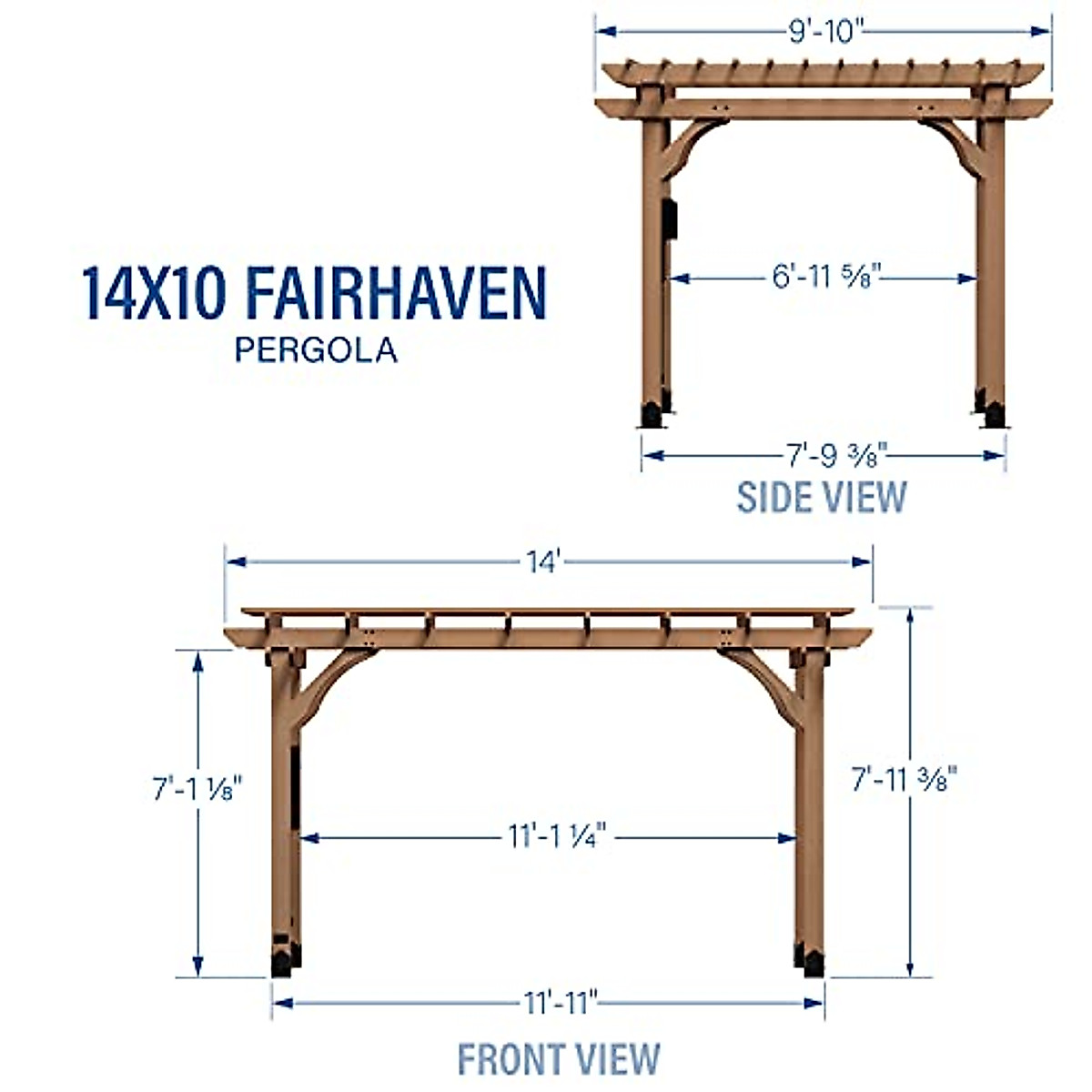 Backyard Discovery 14x10 Fairhaven Pergola, Rustic Finish, Nordic Spruce Lumber, Support Winds Up to 100 MPH, Powerport USB and Electrical Outlet, Backyard, Garden