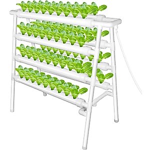 Hydroponic Grow Kit Hydroponics Growing System 4 Layers 72 Plant Sites Food-Grade Pipes Hydroponic Planting Equipment with Water Pump