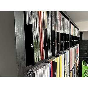 Acrylic [Do-it-Yourself] DIY Kit A to Z Piano Black High Gloss 2 mm Vertical Record Dividers [12-inch Tabbed 12in. Album Organizers A-Z Alphabetical Cards 33 RPM (15)