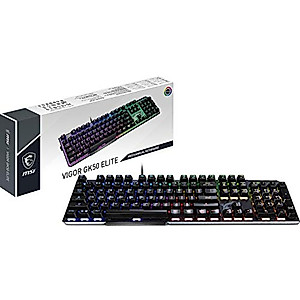 MSI Vigor GK50 Elite LL Mechanical Gaming Keyboard, Clicky Kailh Box White Switches, RGB Mystic Light,Blue