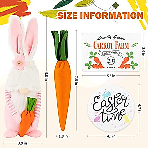 Easter Decorations - Easter Decor -6 Pieces Tiered Tray Decor Set Gnomes Plush,3 Carrots and 2 Wooden Signs Farmhouse Rustic Tiered Tray Decro for Home Table House Room