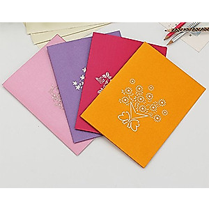 Flower Pop Up Cards 3D, Flower Greeting Card with Envelopes for All Occasions, Assorted 4 Flower Cards for Thanksgiving Birthday Christmas Valentine's Day Gift…