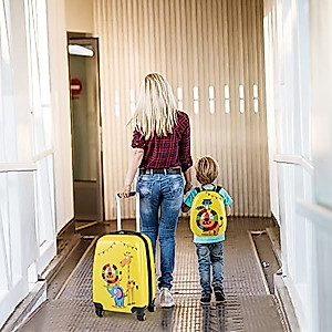 INFANS Kid Luggage Set, 12’’ Travel Backpack and 18’’ Carry on Suitcase with Rolling Spinner Wheels for Children Boys Girls, 2 Pcs Trolley Case Gift for Toddlers, Unicorn