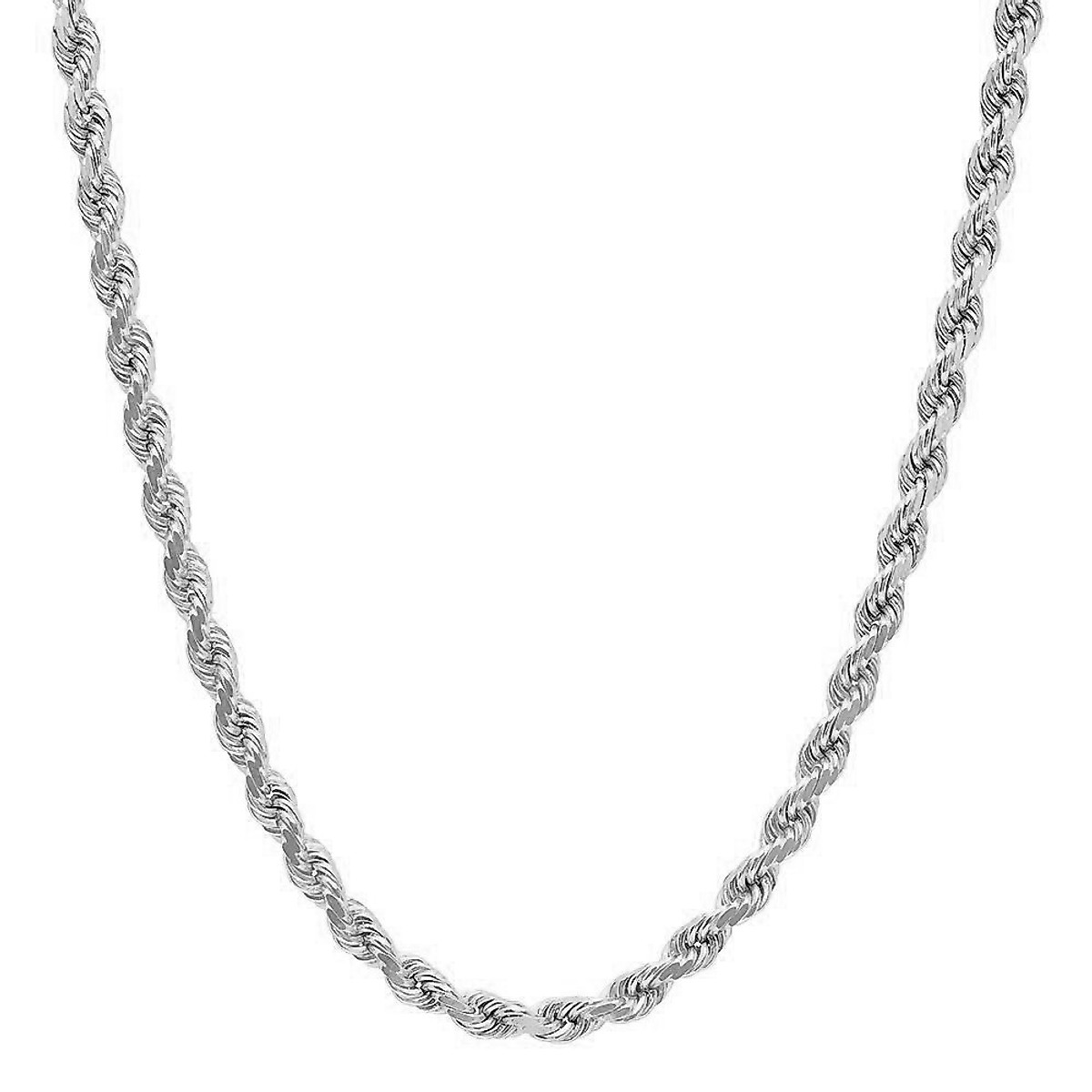 NYC Sterling Unisex Sterling Silver 5MM Diamond-Cut Rope Chain Necklace (20")