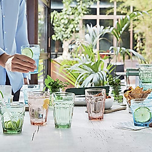 Bormioli Rocco Rock Bar Lounge 12.5 oz. Stackable Long Drink Beverage Glass for Cocktails, Cold Drinks, Soda, or Water, Set of 6, Ice Blue