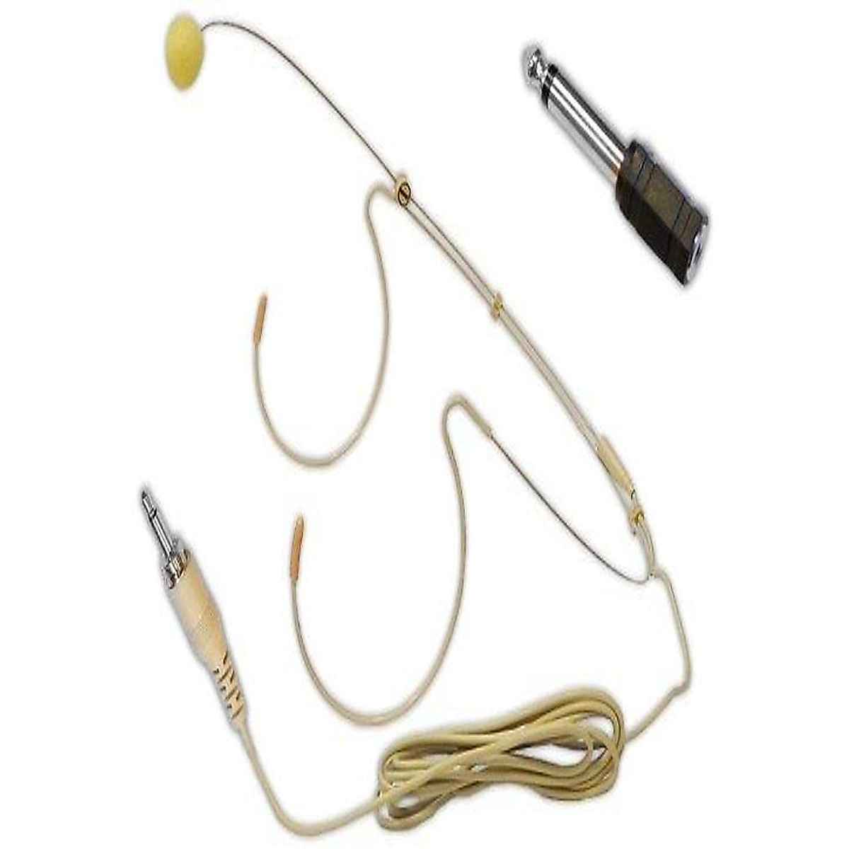 Pyle Double Over-Ear fessional Hands-Free Omnidirectional Wired Audio Boom Condenser Microphone Headset w/ 3.5mm / 1/4" Adapter, 1.2m Cable, and Windscreen-Pyle PMHM2, Beige