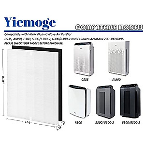 Yiemoge 115115 Replacement filter A: Compatible with winix Plasmawave C535 5300 5300-2 6300 6300-2 AM90 P300 Air Purifier - 2 TURE HPEA filter + 8 Pre-Filters