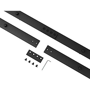 DIYHD 10FT Black Ceiling Mount Double Sliding Barn Door Hardware Rolling Barn Door Track Indoor Running Heavy Duty Rail