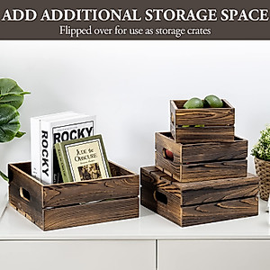 MyGift Burnt Wood Cupcake Stand, Nesting Cake Stand, Appetizer and Dessert Riser, Wooden Crate Style Storage Organizer, Set of 4