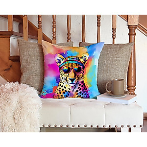 Caroline's Treasures DAC3969PW1414 Hippie Animal Cheetah Throw Pillow Machine Washable, Indoor Outdoor Decorative Pillow for Couch, Bed or Patio, 14Hx14W