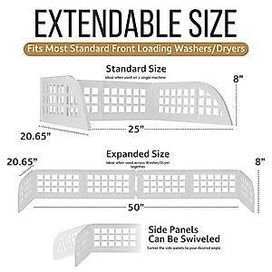 ELTOW Laundry Guard with Silicone Gap Cover, Magnetic Fence for Washer/Dryer to Keep Clothes from Falling Behind, with 8 Strong Magnets, Laundry Room Accessories, Fits Most Washers （White）