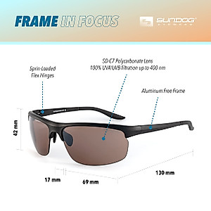 Sundog Eyewear Premium Sunglasses for Men - HAWK - UV Protection Featured Lens Technology - Great Fit for Golf, Fishing, Fashion, Hiking, Beach, Aviator, Driving Glasses - Matte Black Aluminum/Brown