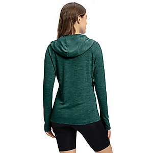 TBMPOY Womens UPF 50+ Sun Protection Hoodie Shirt Long Sleeve Fishing Hiking Outdoor UV Shirt Lightweight Blackish Green XL