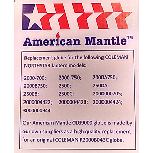 Replacement Lantern Globe for COLEMAN NORTHSTAR Lanterns