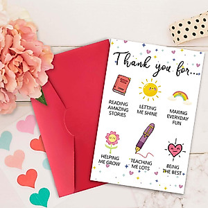 Zyulin Lovely Thank You Teacher Card, Great Teacher Appreciation Gifts Card from Students, Thank You for Helping Me Grow Card, End of Term Gift
