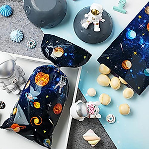 Pajean 100 Pieces Outer Space Treat Bags Solar System Goodies Candy Bags Planet Galaxy Theme Cellophane Party Favors Bags Star Astronaut Gift Bags Outer Space Theme Birthday Party s Supplies Silver