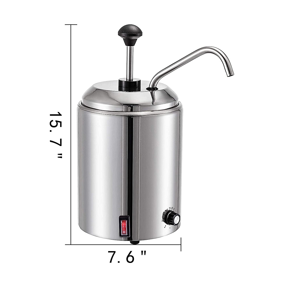 800/1600W Commercial Cheese Warmer, Electric Cheese Dispenser with Pump Temp Adjustable 30-110℃ for Chocolate/Cheese/Butter (Round Single Head)