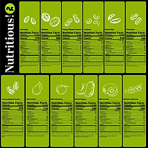 NUT CRAVINGS Gourmet Collection - Happy Birthday Nuts & Dried Fruits Tower Gift Basket with HB Ribbon (12 Assortments) Food Platter, Bday Care Package Tray, Healthy Kosher Snack