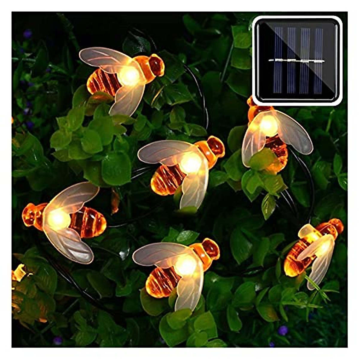 Xiaobei Solar String Lights, LED bee Shaped Solar Fairy Lights, Solar Lights Outdoor Garden Suitable for Outdoor Home Garden Fence Summer Installation