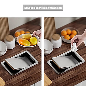 YOJIA 2.6 Gallon/10L Square Kitchen Trash Bin,The Countertop is Embedded in a Trash Can,Drop-in Trash Chute,Built-in Waste Basket,for Restaurant Home Hotel