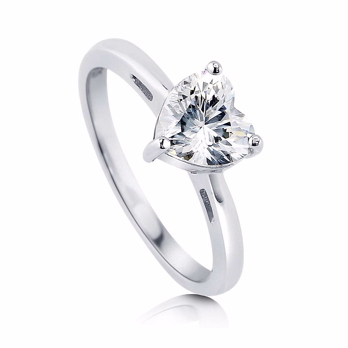 BERRICLE Sterling Silver Solitaire Wedding Engagement Rings 1.1 Carat Cubic Zirconia CZ Heart Ring for Women, Rhodium Plated Size 5