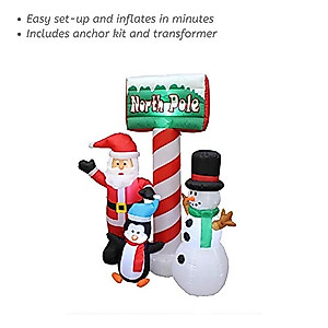 Impact Canopy Christmas Inflatable Decoration, Outdoor Holiday Lighted Snowman-Santa-Penguin, 5' Tall