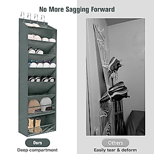 CTWWFS 8 Tier Over The Door Shoe Organizer, Strong Space Saving Hanging Shoe Organizer with Large Pocket, Holds Up to 50 Pounds, Shoe Storage for 20 Pairs