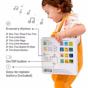 Calis Books Count - Nursery Rhymes Music Book for Toddlers 1-3, Interactive Books for 1+ Year Old with 6 Animal Songs - Educational Toddler Books Ages 1-3