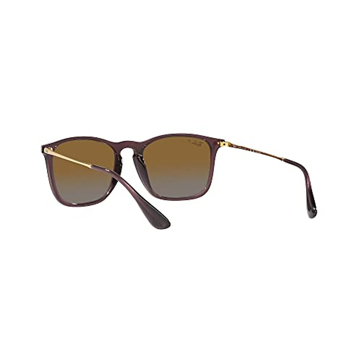 Ray-Ban Men's RB4187F Chris Low Bridge Fit Square Sunglasses, Transparent Brown/Grey Gradient Polarized, 54 mm