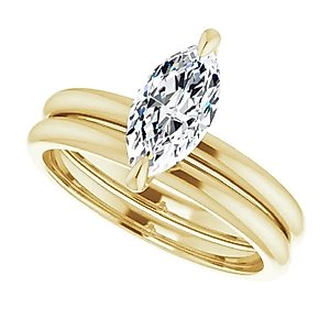 10K/14K/18K Solid Yellow Gold Handmade Engagement Ring Set, 1 Carats Marquise Cut Moissanite Diamond Wedding Ring Set, Yellow,White,Silver