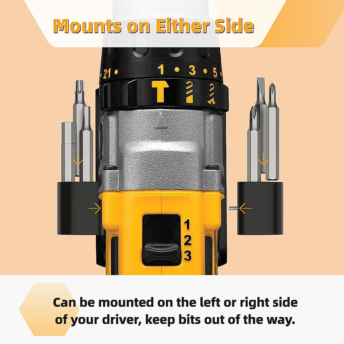20V Drill Bit Holder Compatible with ‎DeWalt Impact Driver Tool Organizer Holds 6 Bits