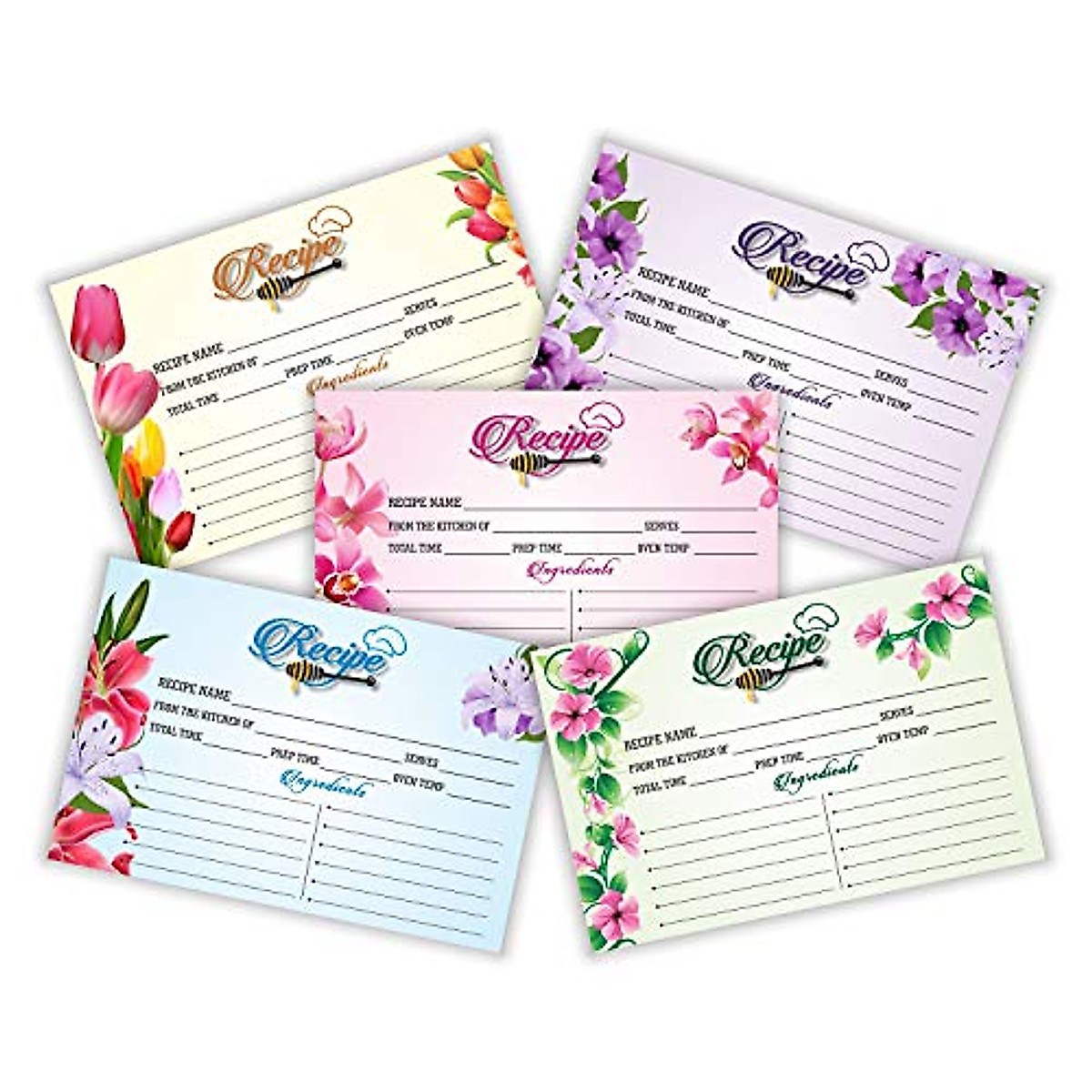 PARTH IMPEX Recipe Cards - (Pack of 50) 4x6 Double Sided, Floral Cards for Family Recipes, Wedding Shower, Bridal Shower, Baby Shower, Housewarming Gifts