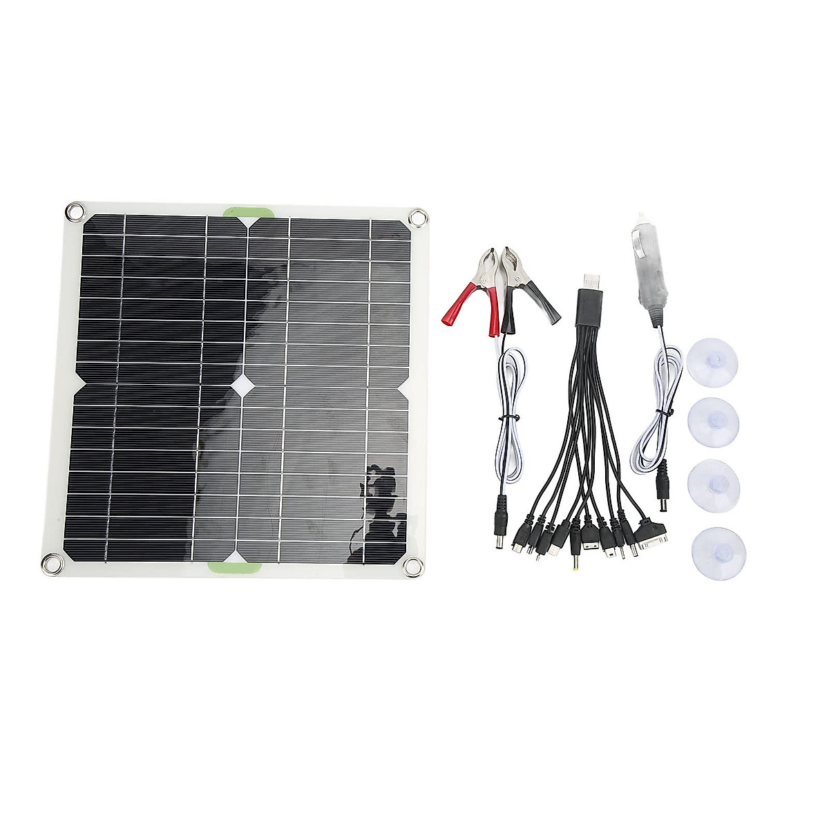 Portable Solar Panel Kit - 200W 12V Monocrystalline Solar Panel Kit, IP65 Waterproof Solar Battery with Battery Clip, Cigarette Lighter Wire, 10 in 1 USB Harness