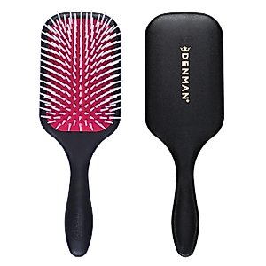 Denman Power Paddle Hair Brush for Fast and Comfortable Detangling, Blow Drying and Styling - Combination of D3 Styling Pins & Paddle Brush - For Women and Men (Red & Black), D38