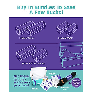HAULMATE Vacuum Sealer Bags 11"x50' and 8"x50' 2 Rolls. Commercial Grade, BPA Free, Heavy Duty, Great for vac storage, Meal Prep or Sous Vide