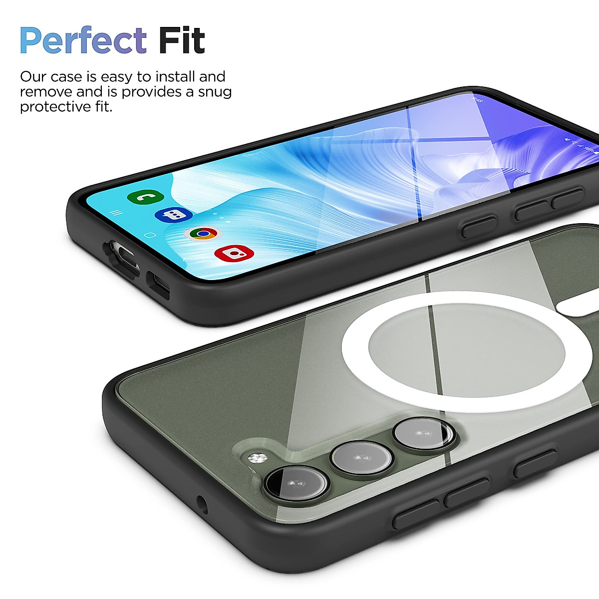 ENCASED Magnetic Case Designed for Samsung Galaxy S23 Plus Case, Compatible with MagSafe Charging & Accessories for Samsung S23+ (Clear/Black)