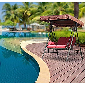 Swing Cover, Swing Canopy Replacement Waterproof Foldable Patio Swing Canopy Porch Top Cover for Outdoor Garden Patio Yard Park Porch Seat Furniture Swing Seat Cover, 76.8 x 49.2 x 5.9in Coffee