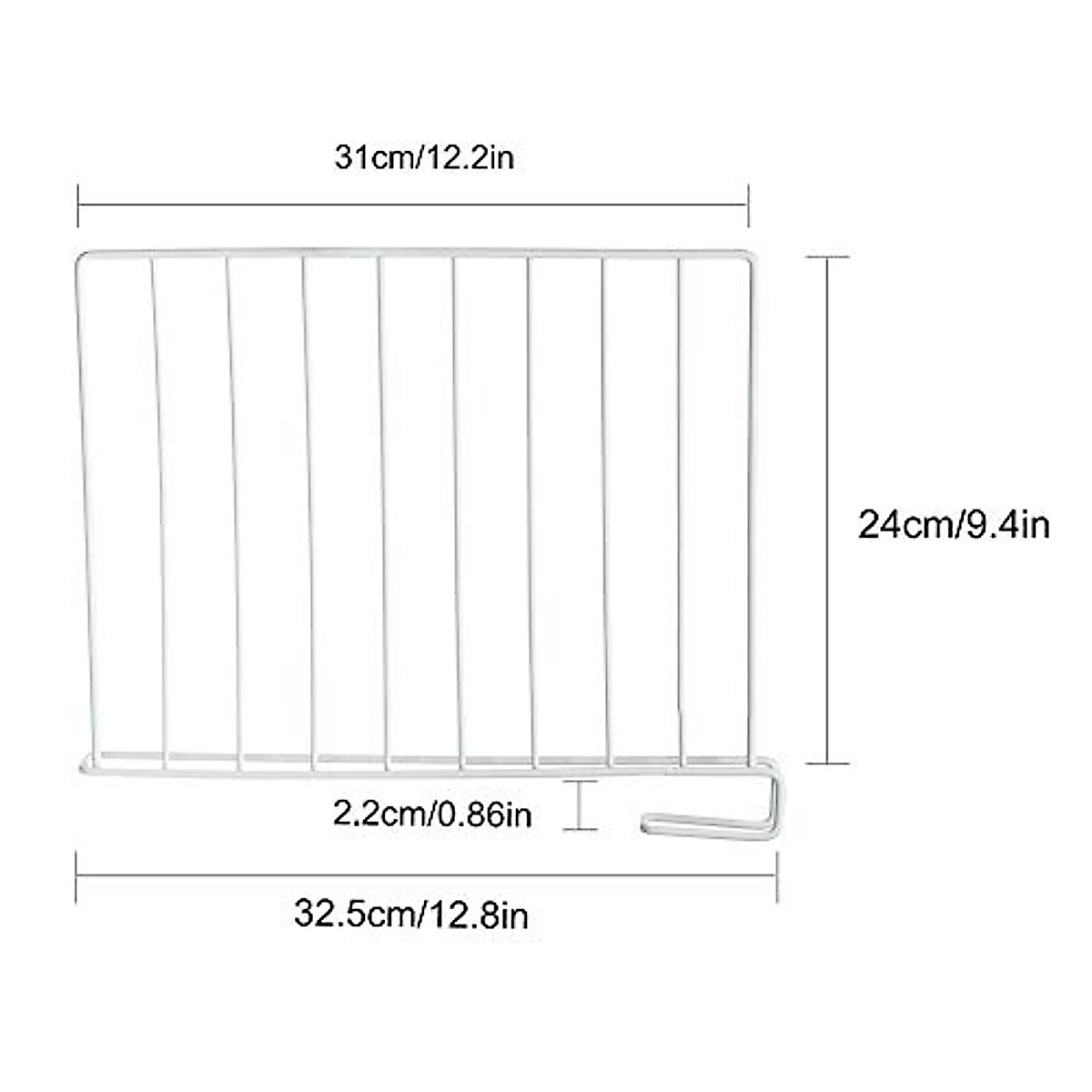 Hxytech Shelf Dividers, Set of 8 Vertical Metal Organizer Separators for Wood Shelf Wardrobe Cabinets Kitchen Office Sweater New and Improved, White